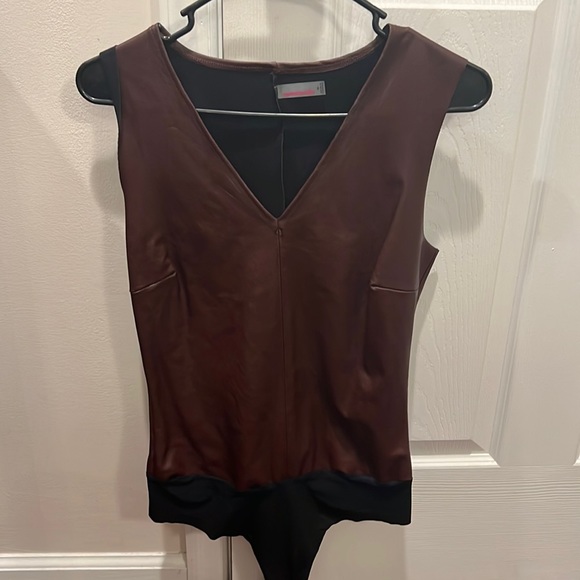 Commando | Tops | Brown Faux Leather Thong Body Suit | Poshmark